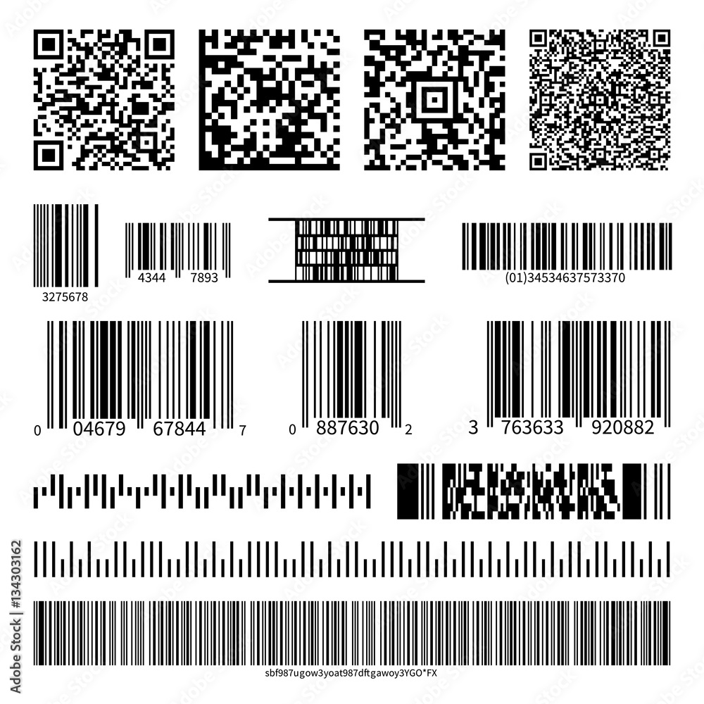 Business barcodes and QR codes vector set Stock Vector | Adobe Stock
