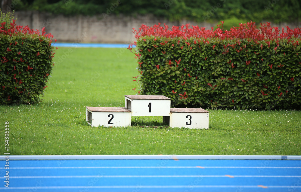 podium of an athletics stadium with numbers one two three Stock Photo ...