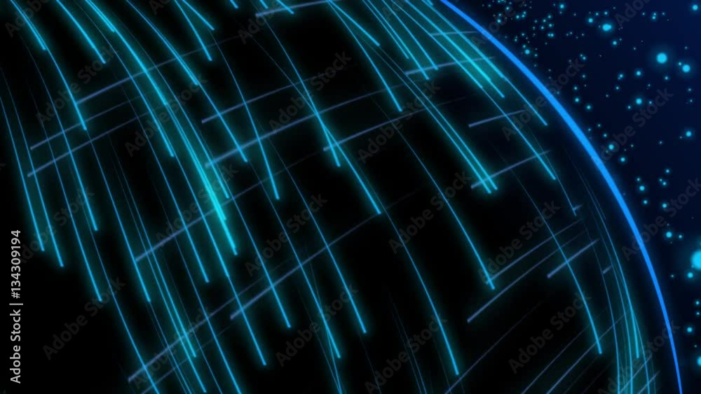 Seamless animation of abstract blue light laser beam ray shooting in ...