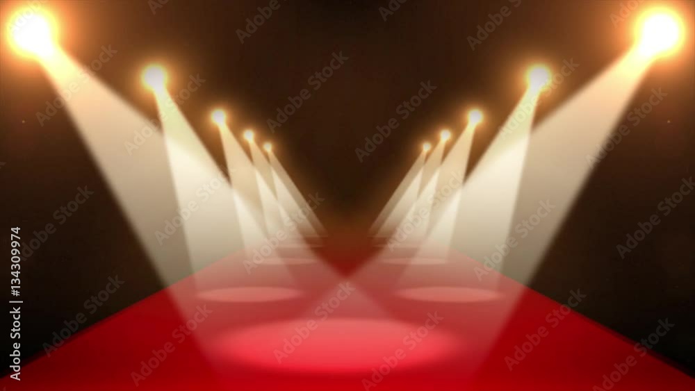 Vidéo Stock Animation red carpet path with spotlight shinning as the ...
