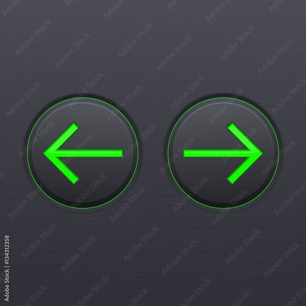 Black buttons with green arrows. Right and left arrow keys Stock Vector ...