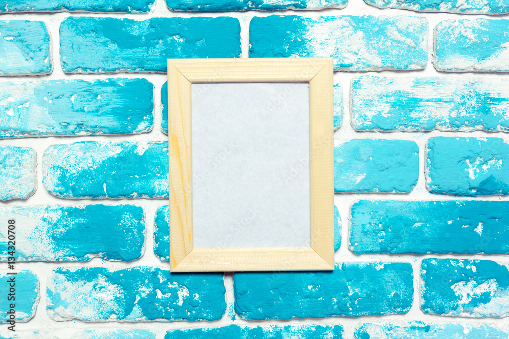 Picture frame on brick wall Stock Photo | Adobe Stock