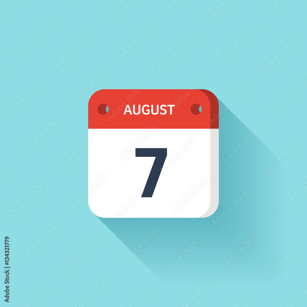 August 7. Isometric Calendar Icon With Shadow.Vector Illustration,Flat ...