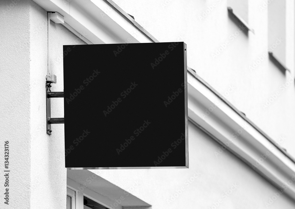 Black empty outdoor business signage mock up to add company logo Stock ...