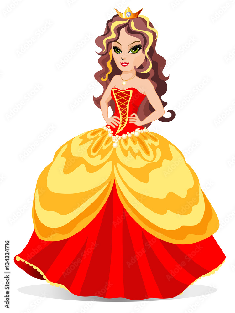 Princess in red dress. Stock Vector | Adobe Stock