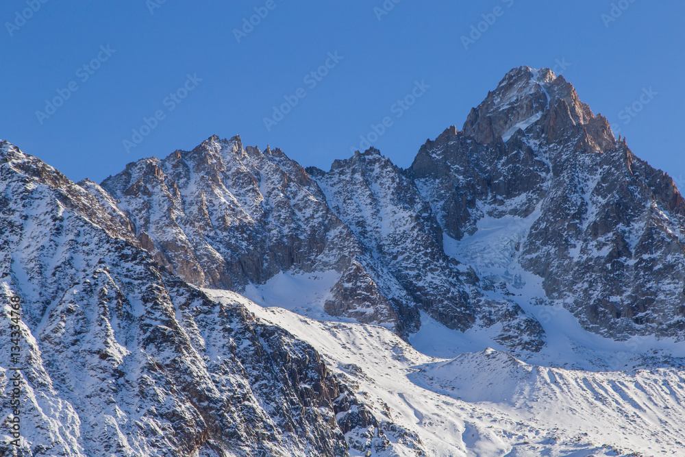 Ski resort Chamonix Mont Blanc. The mountain is the highest in the alps ...