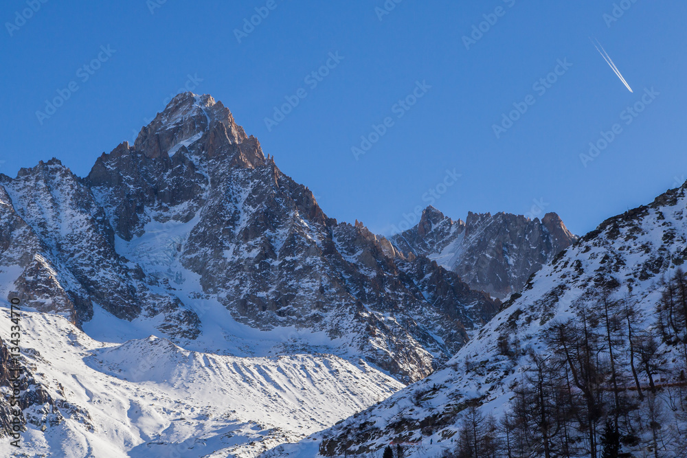 Ski resort Chamonix Mont Blanc. The mountain is the highest in the alps ...