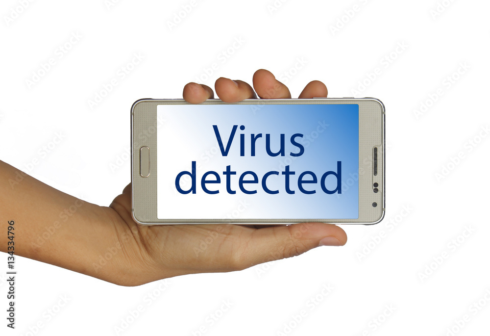 Smart phone message- Virus detected, isolated Stock Photo | Adobe Stock