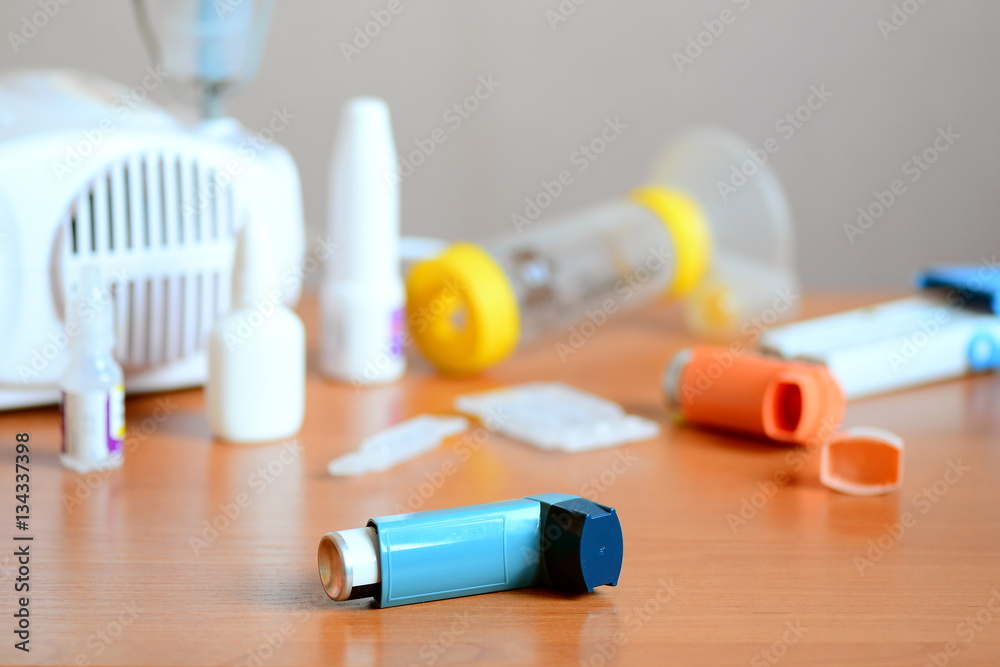Medical equipment and medicines for treatment of asthma. Nebulizer ...