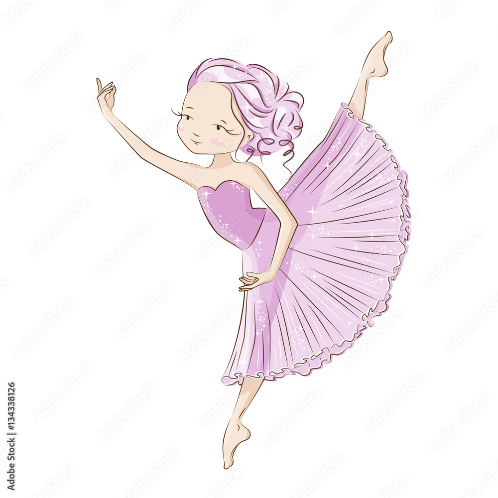 Ballerina. Graceful little dancer . She is dancing in light, beautiful ...
