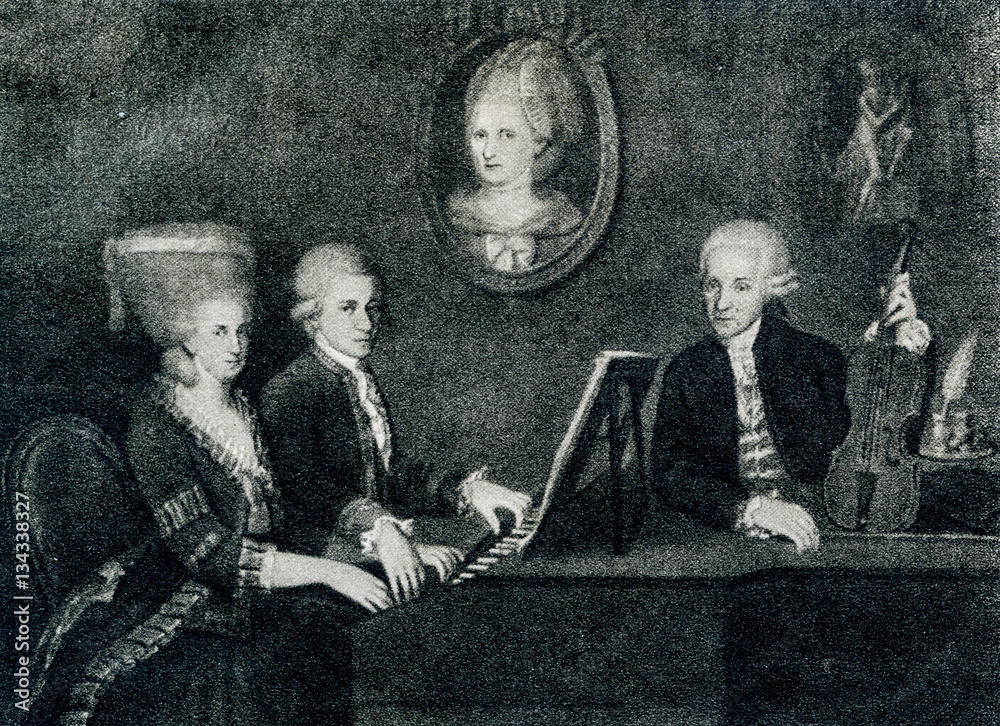 The Mozart family portrait: Maria Anna ("Nannerl") Mozart, her brother ...