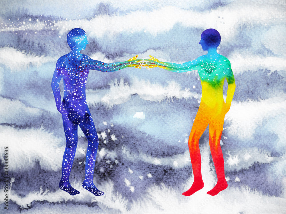 human and universe power, watercolor painting, chakra reiki, mastermind ...