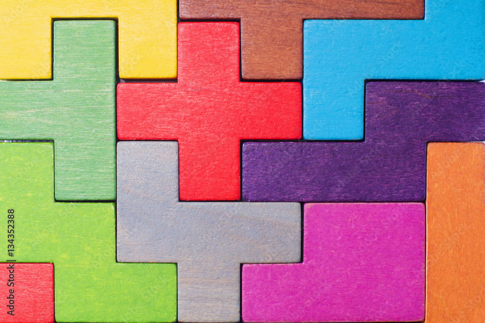 Abstract Background. Background with different colorful shapes wooden ...