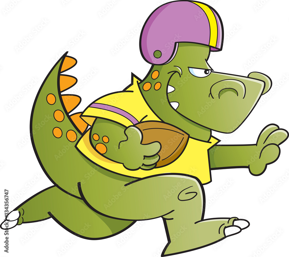 Cartoon illustration of a dinosaur playing football. Stock Vector ...