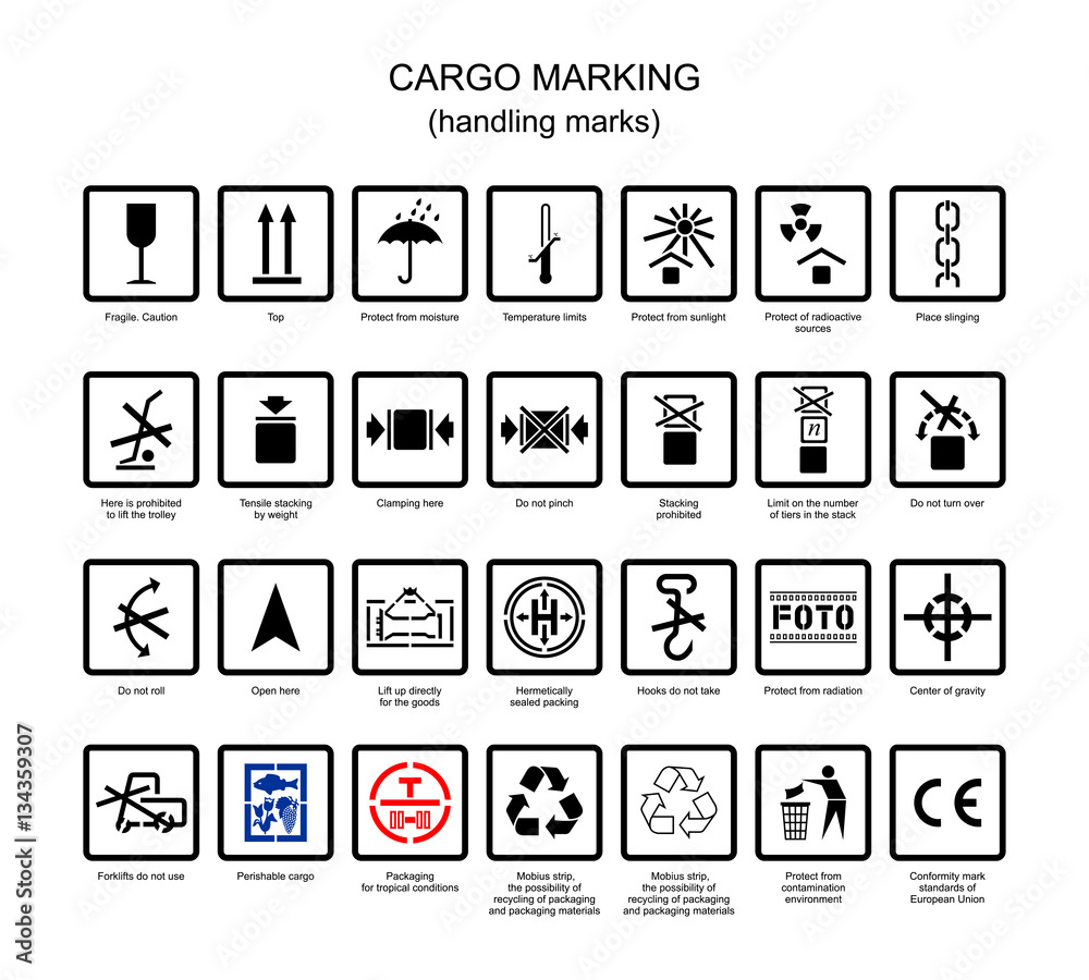 Symbols for cargo marking Stock Vector | Adobe Stock