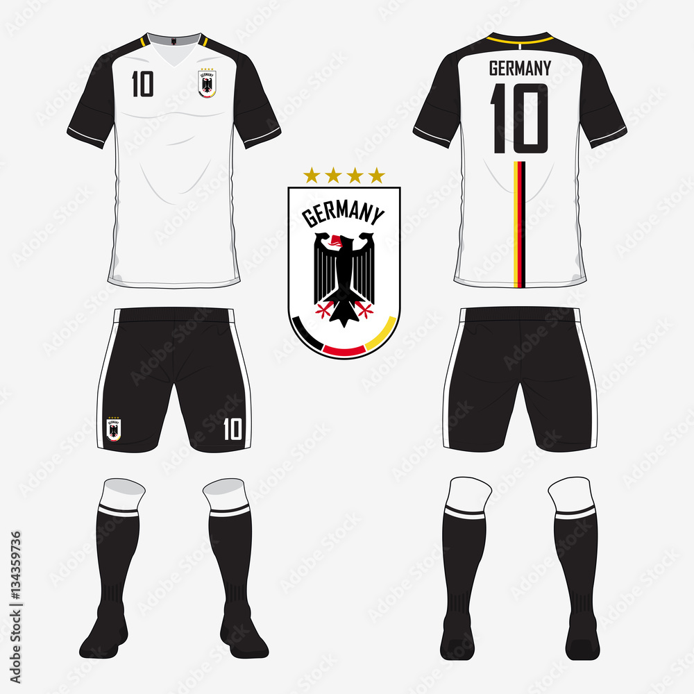 Set of soccer jersey or football kit template for Germany national ...