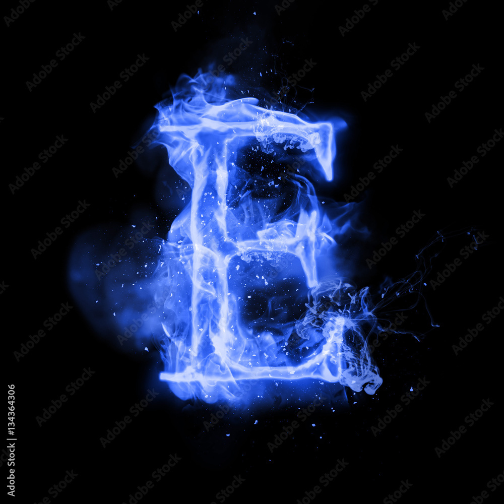Fire letter E of burning flame light Stock Photo | Adobe Stock