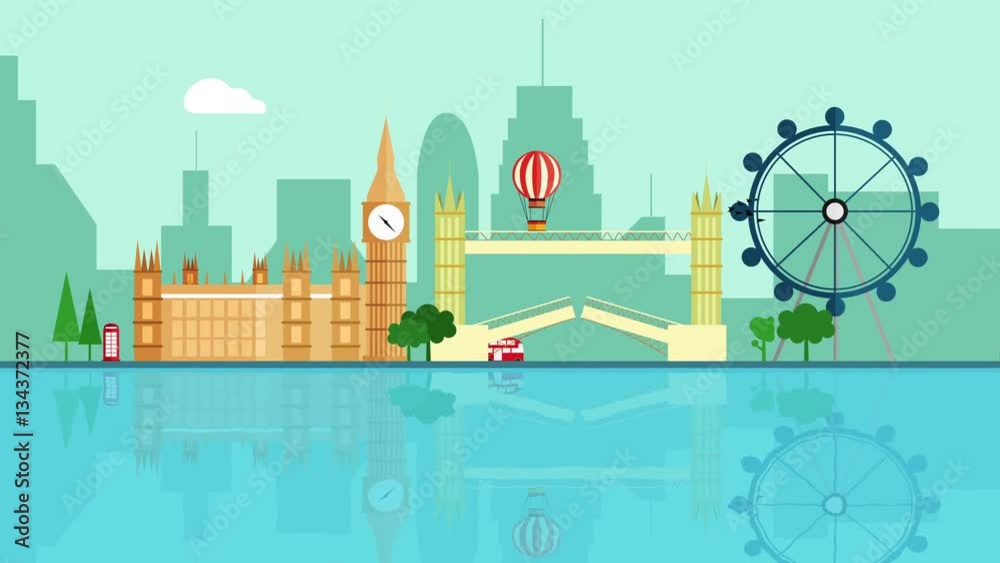 Animation of London detailed Skyline with space for your text or logo ...