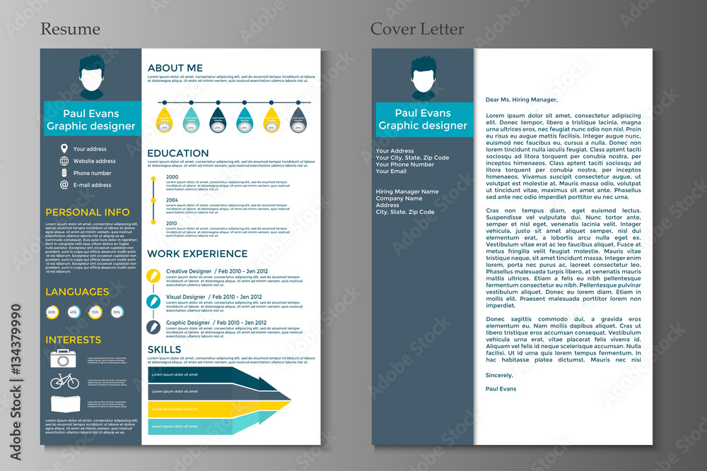 Resume and Cover letter in flat style design Stock Vector | Adobe Stock