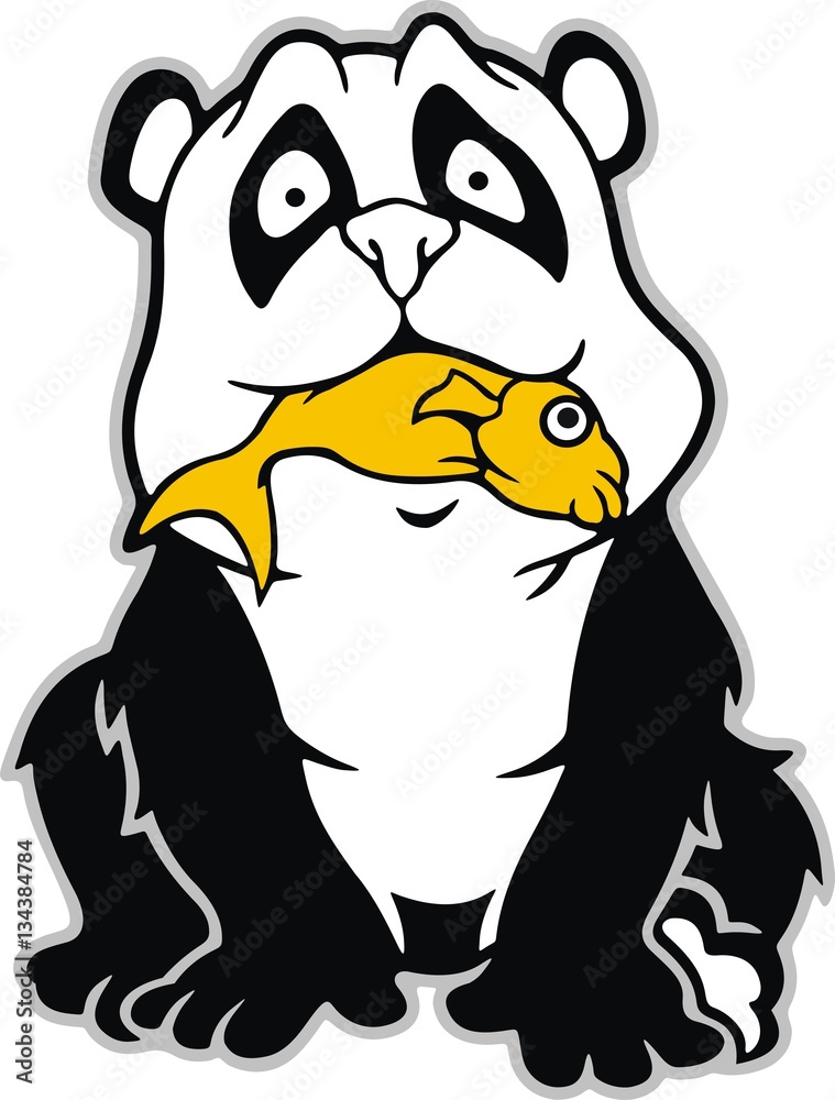 Panda Eating Fish