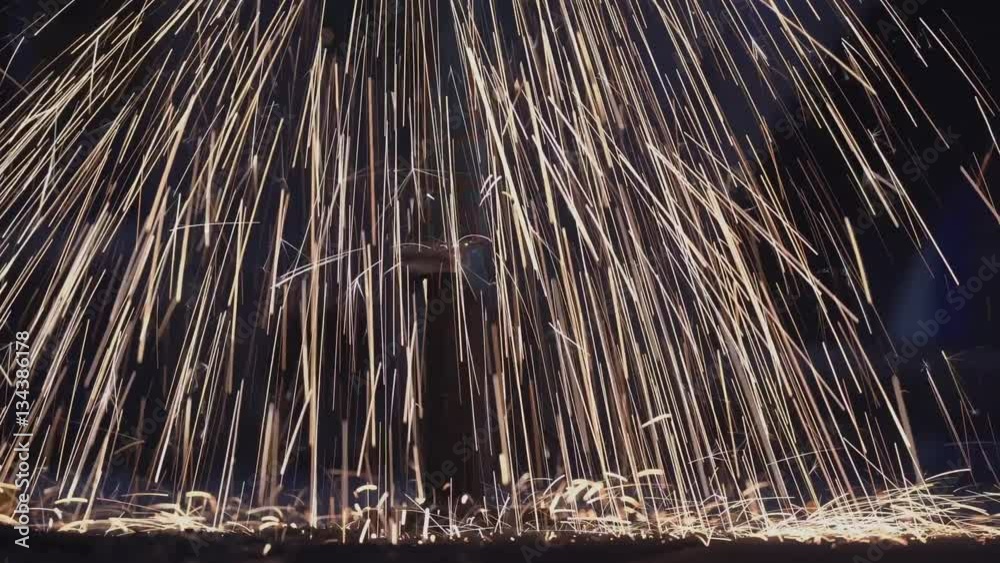 sparks, welding splashes Stock Video | Adobe Stock