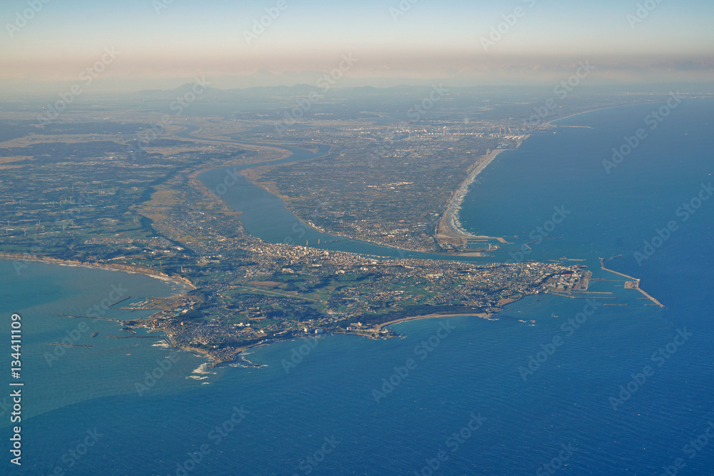 Foto Stock Aerial view of the Choshi Peninsula in Chiba Prefecture near ...