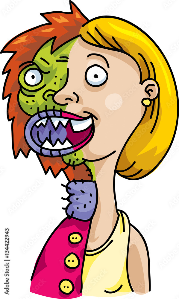 Half Man Half Monster Face