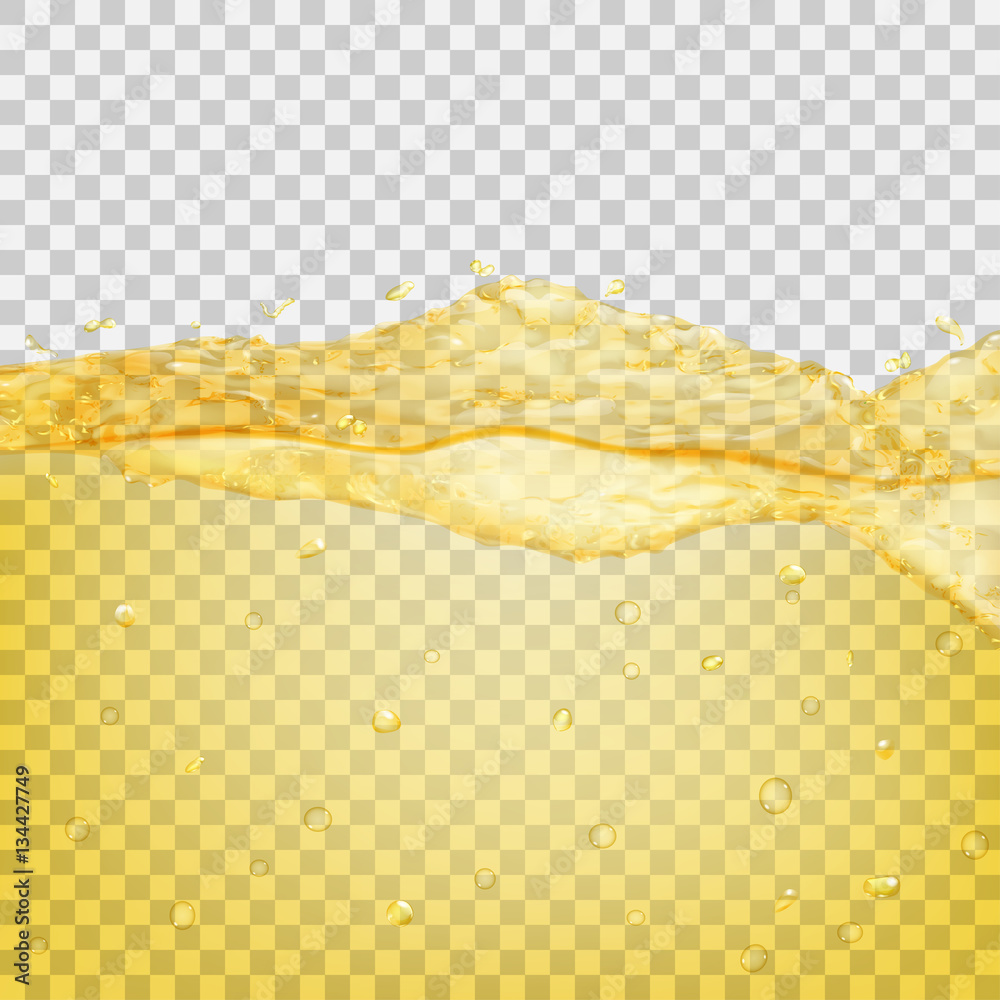 Transparent water wave in yellow colors. Transparency only in vector ...