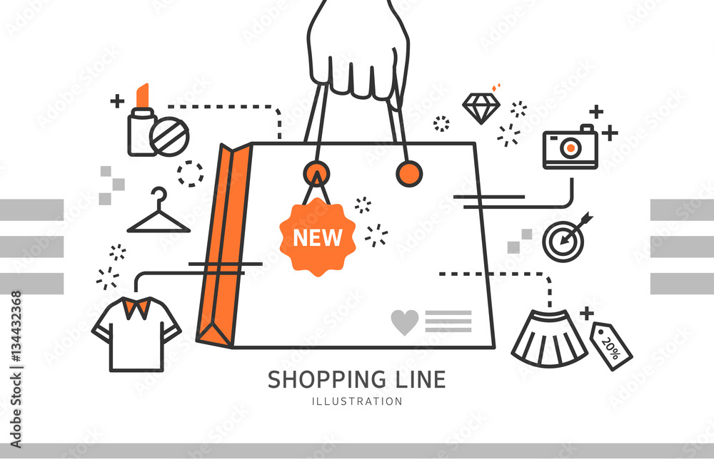 Line shopping illustration Stock Vector | Adobe Stock