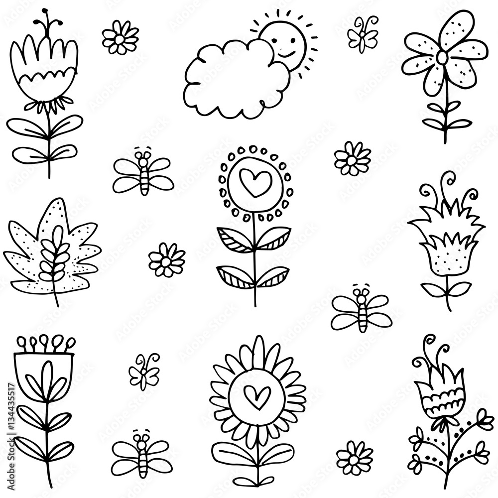 Vector art of spring with hand draw Stock Vector | Adobe Stock