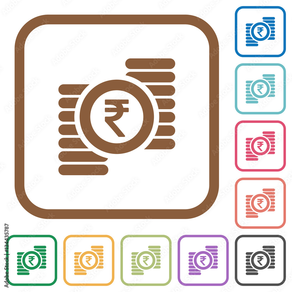 Indian Rupee coins simple icons Stock Vector | Adobe Stock