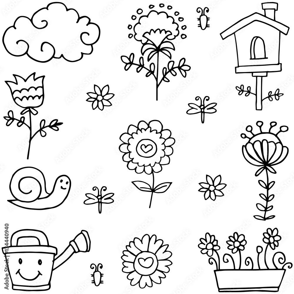 Vector art of spring theme doodles Stock Vector | Adobe Stock