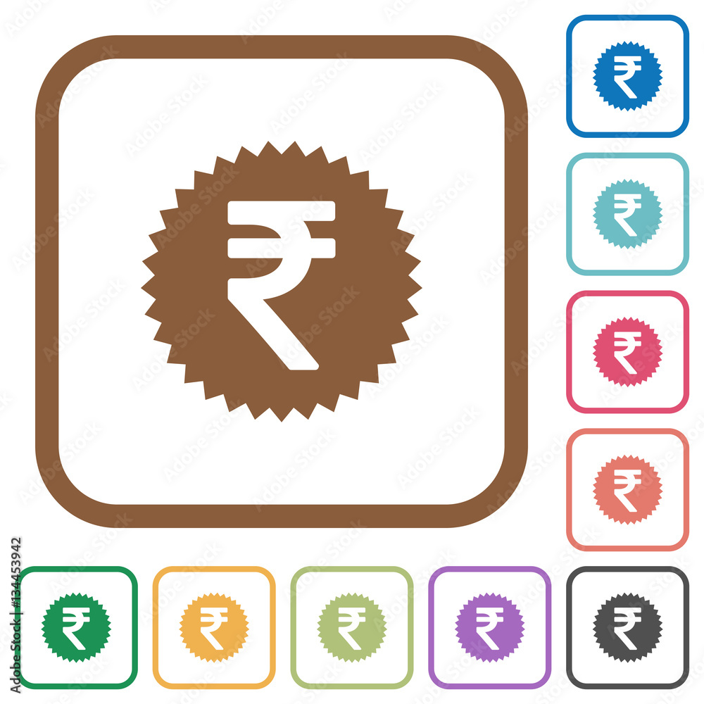 Indian Rupee sticker simple icons Stock Vector | Adobe Stock
