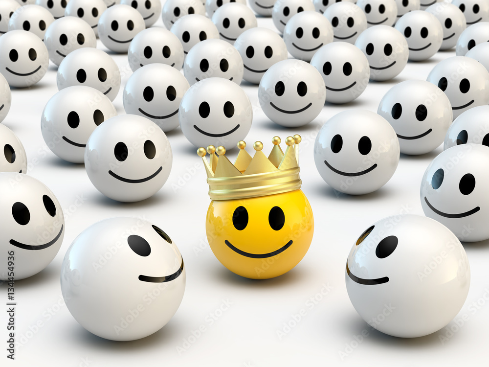 Happy Smiley Emoticon mit Krone: Erfolg Stock-Illustration | Adobe Stock