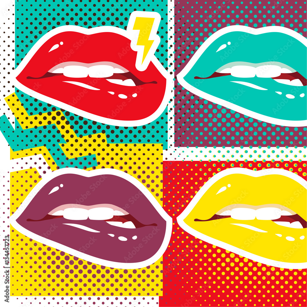 Pop art lips Stock Vector | Adobe Stock