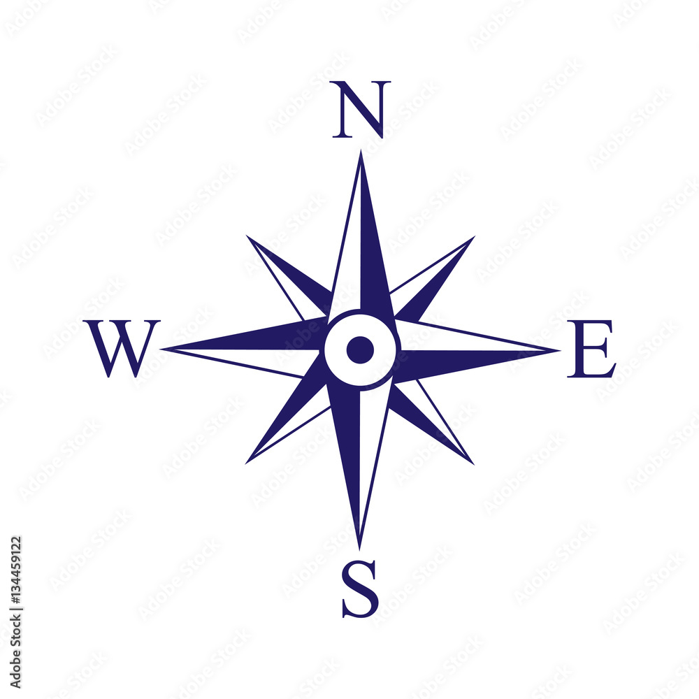 Icono plano Rosa de los vientos azul sencilla en fondo blanco vector de ...