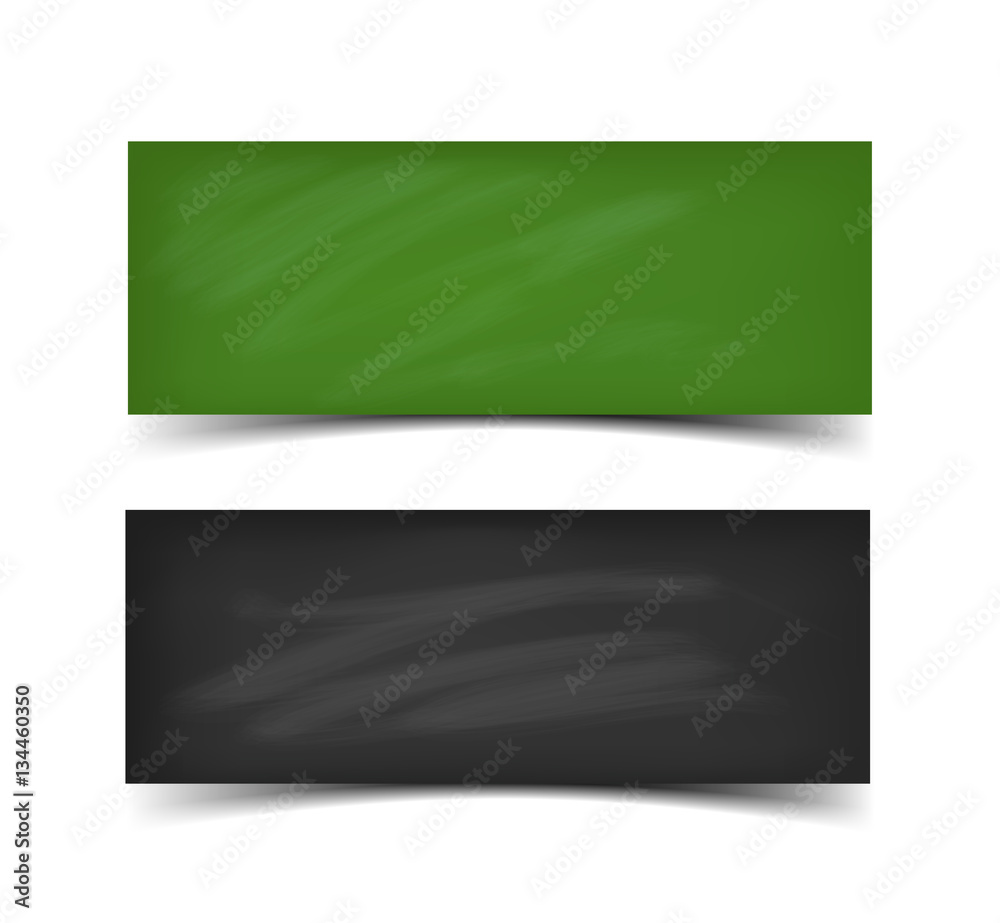 School board banner set. Realistic vector illustration of green and ...