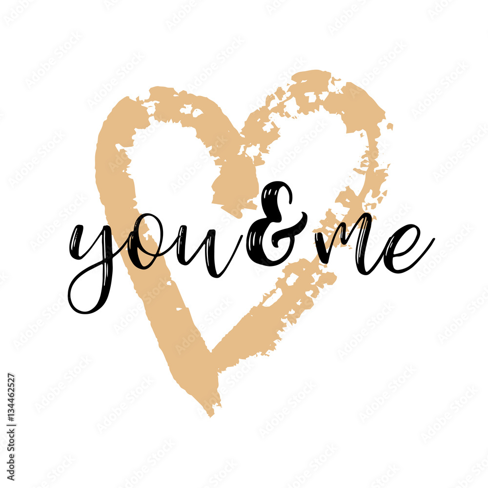 Brush drawing calligraphy heart card. Vector illustration Stock Vector ...