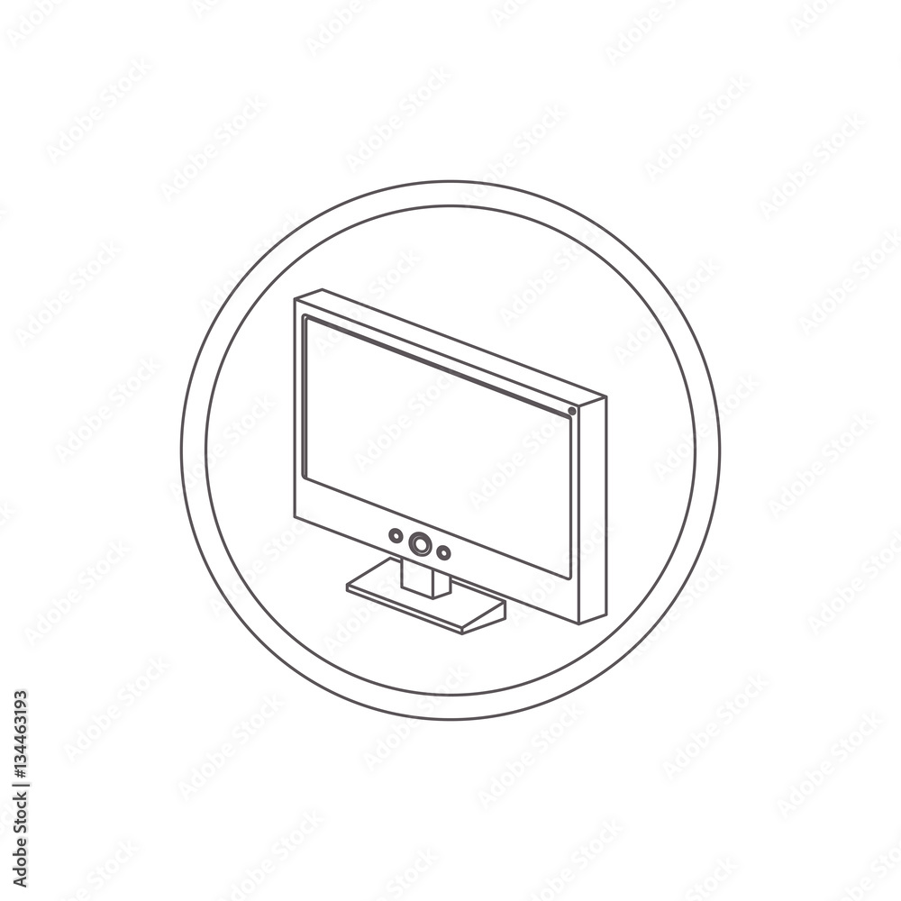 circular contour of silhouette tech screen computer vector illustration ...