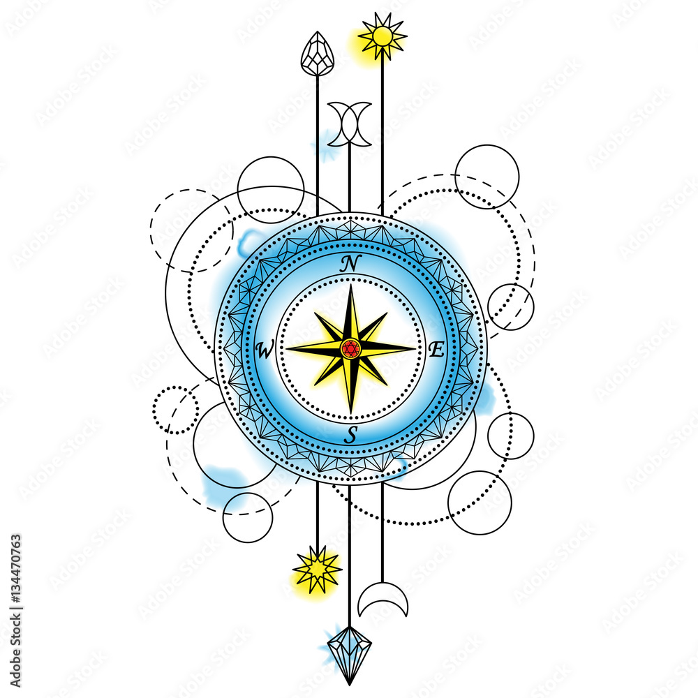 Abstract Compass Tattoo Stock Vector | Adobe Stock