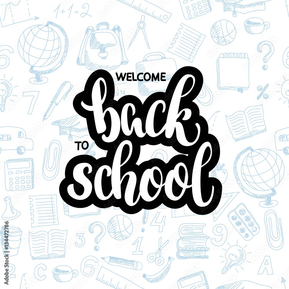 Hand lettering welcome back to school bold white text on black ...