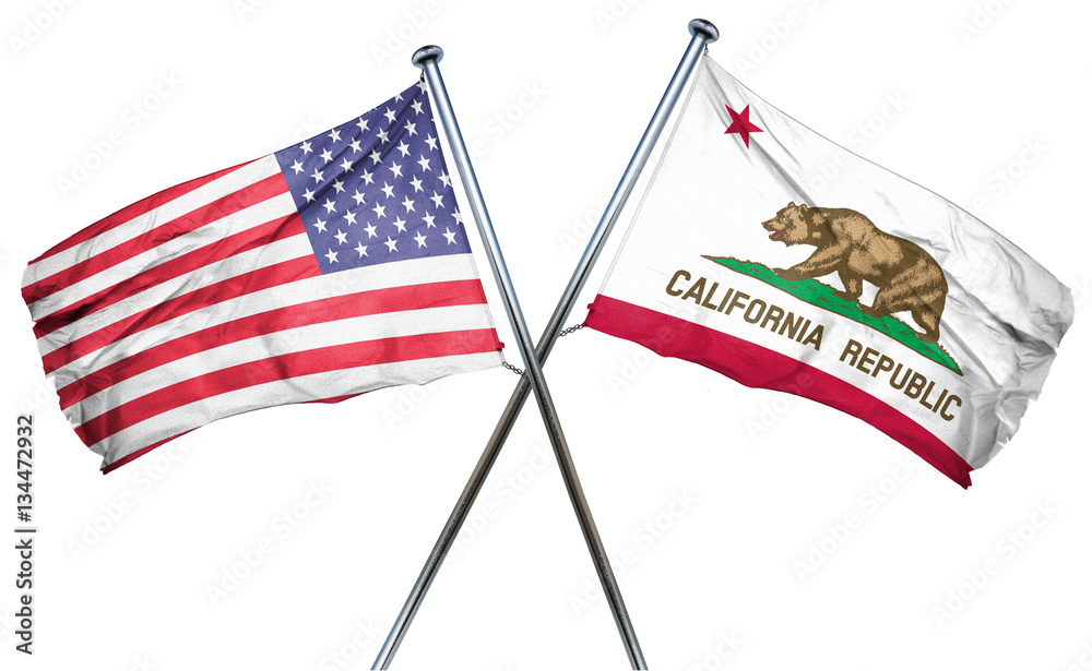 california and USA flag, 3D rendering, crossed flags Stock Illustration ...