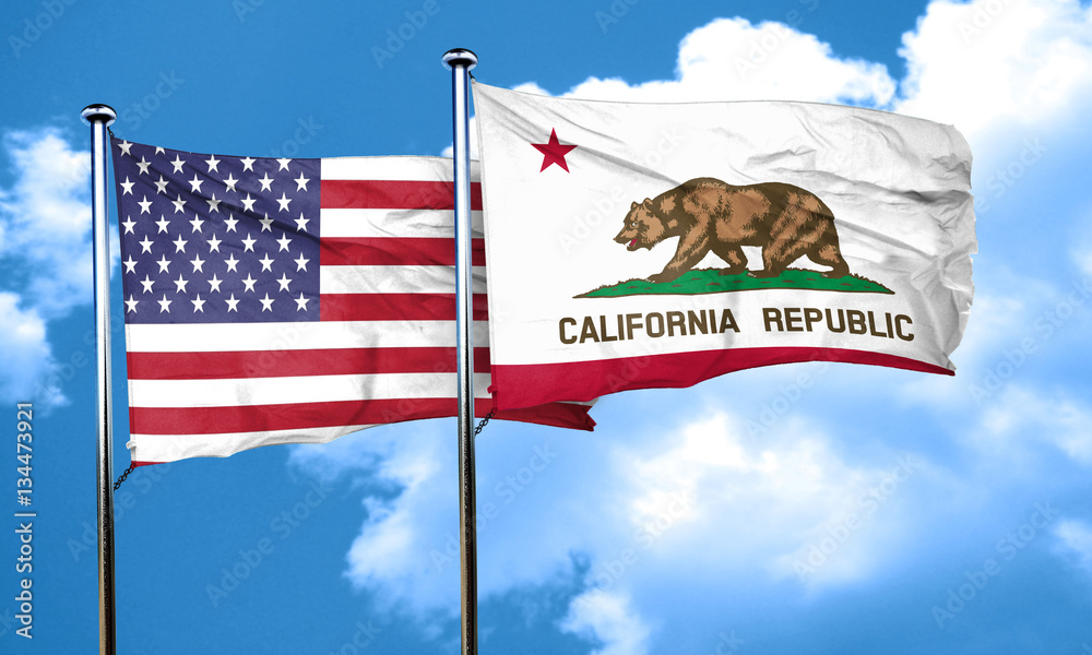 california with united states flag, 3D rending, combined flags Stock ...