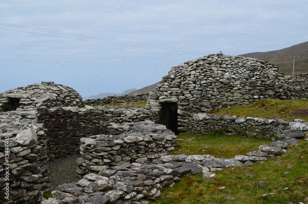 Irish Beehive Huts in a Village Stock Photo | Adobe Stock