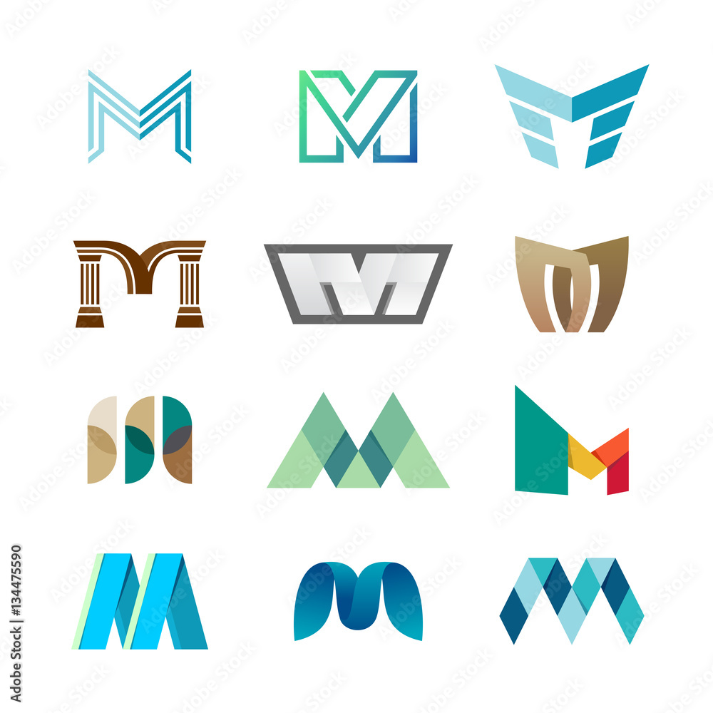 Letter M logo set. Color icon templates design. Stock Vector | Adobe Stock