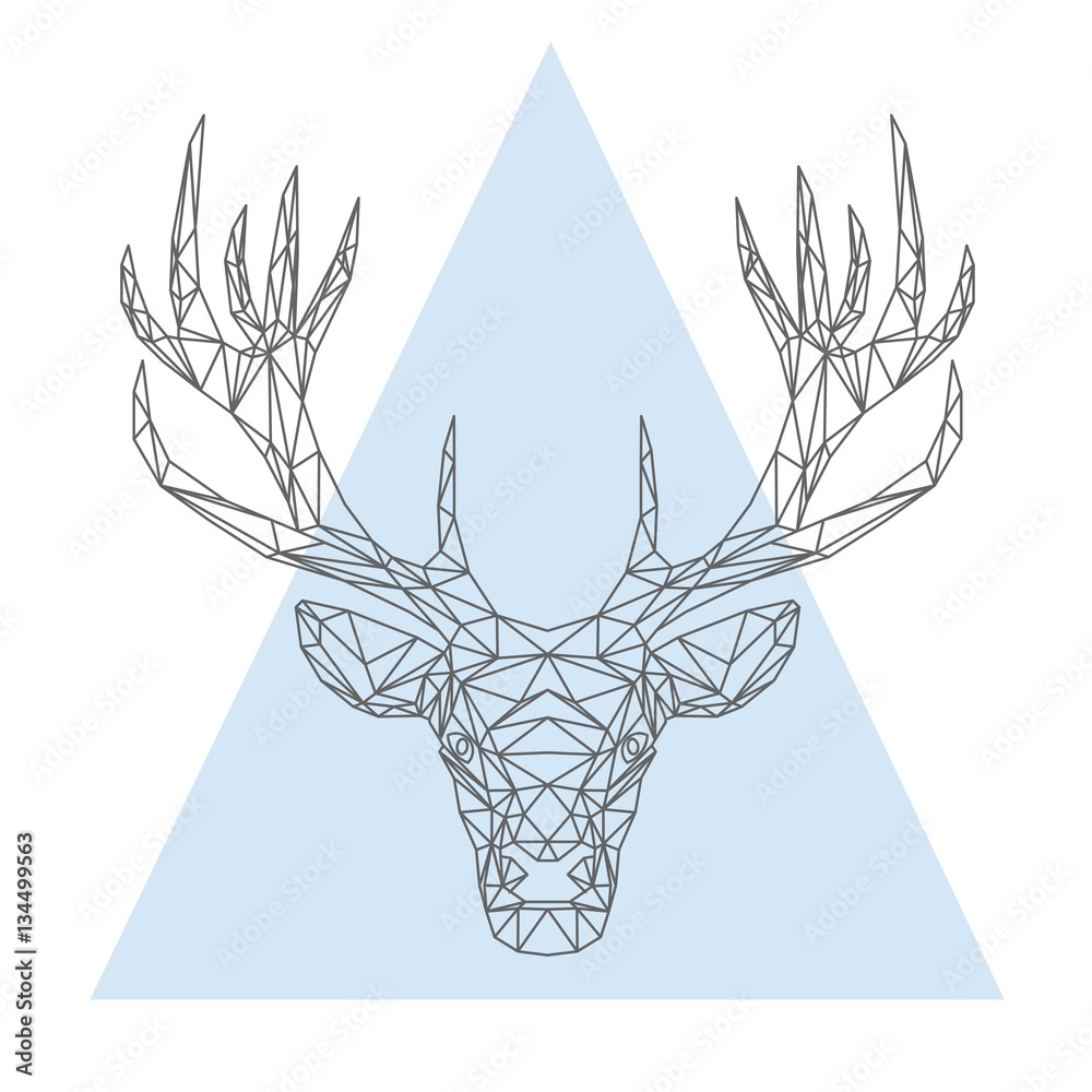La testa di cervo geometrica di poligoni e triangoli, sullo sfondo ...