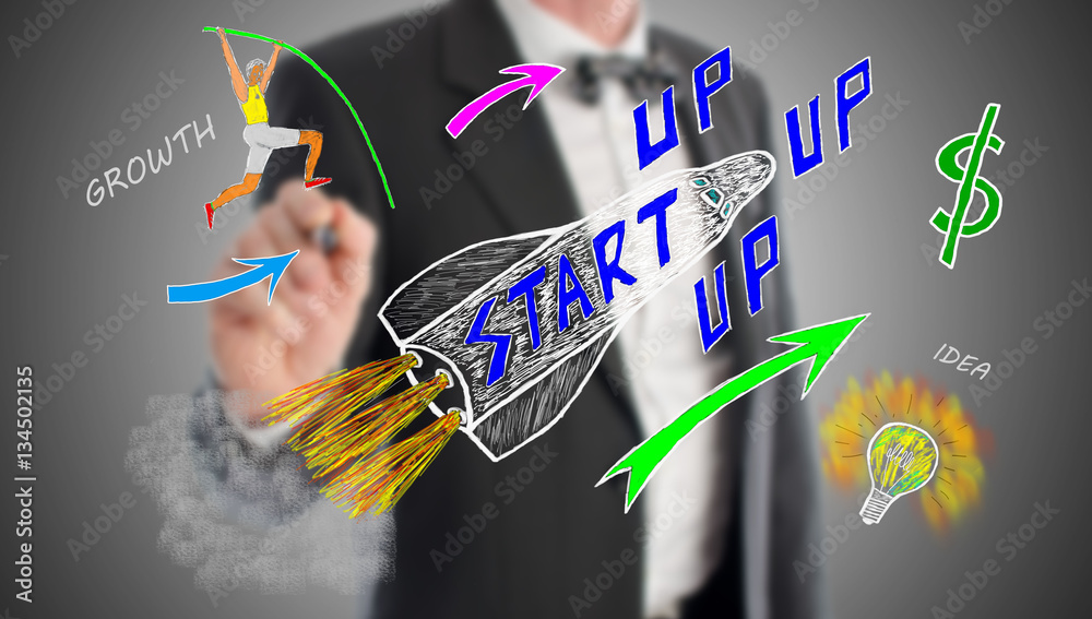 Startup concept drawn by a businessman Stock Photo | Adobe Stock
