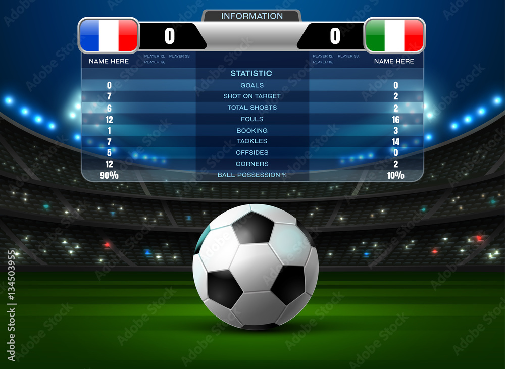 soccer football stadium spotlight and scoreboard Stock Vector | Adobe Stock