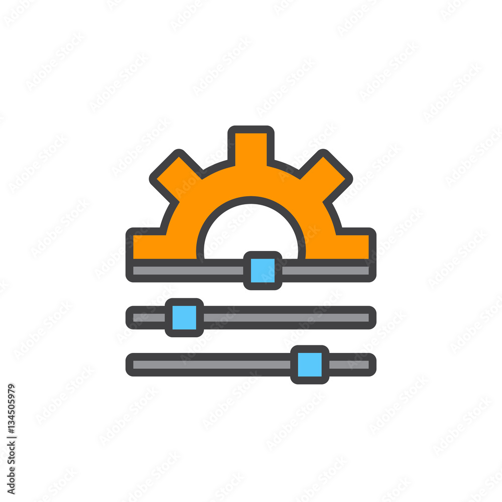 Settings line icon, filled outline vector sign, linear colorful ...