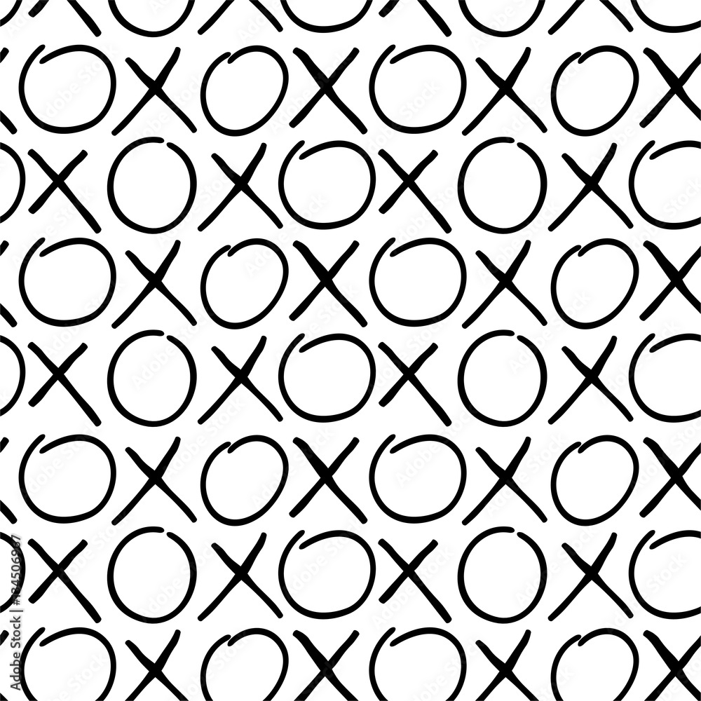 Hand draw seamless cross zero pattern. Black and white XO XO Stock ...